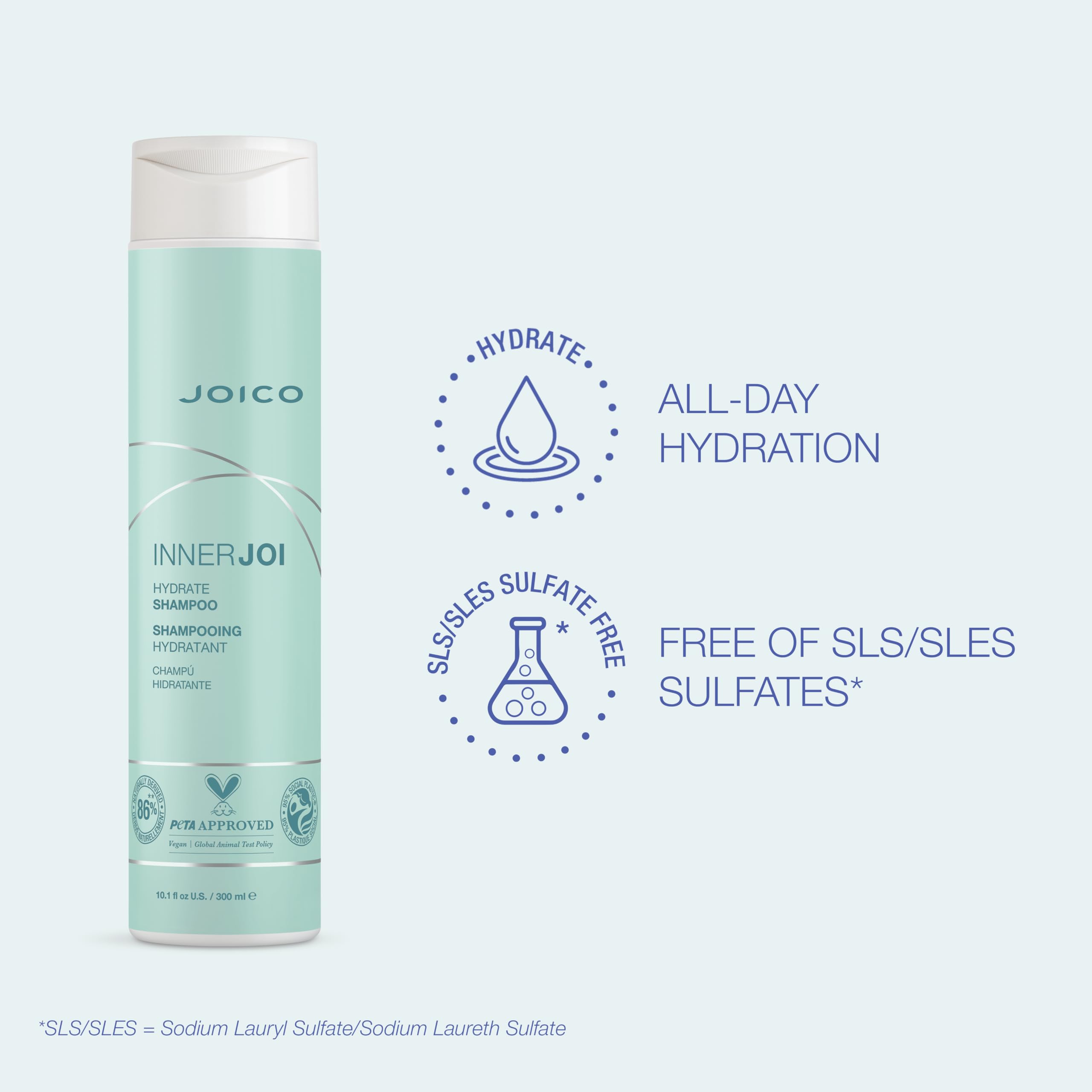 Joico InnerJoi Hydrate Shampoo and Conditioner | For Dry Hair & Scalp | Sulfate & Paraben Free | Naturally-Derived Vegan Formula | 10.1 oz