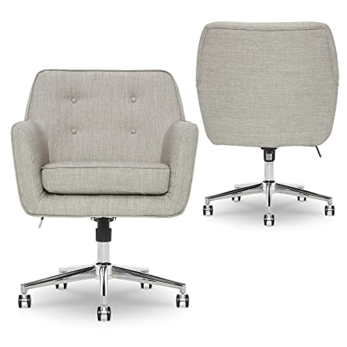 Serta Ashland Ergonomic Home Office Chair with Memory Foam Cushioning Chrome-Finished Stainless Steel Base, 360-Degree Mobility, Light Gray Fabric