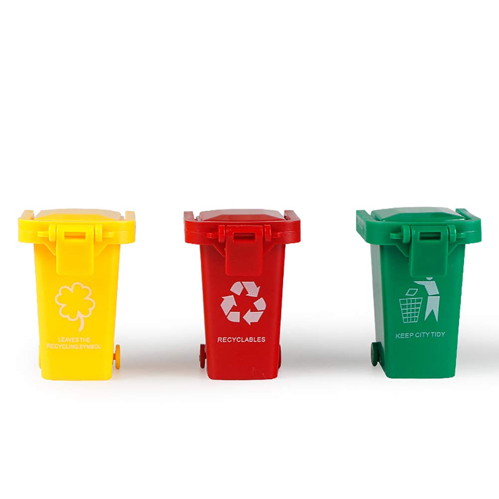 erDouckan Durable Trash Can, 3Pcs/Set Bright Color Kids Push Toy Plastic Vehicles Garbage Truck Trash Cans, Make Your Room Clean and Comfortable