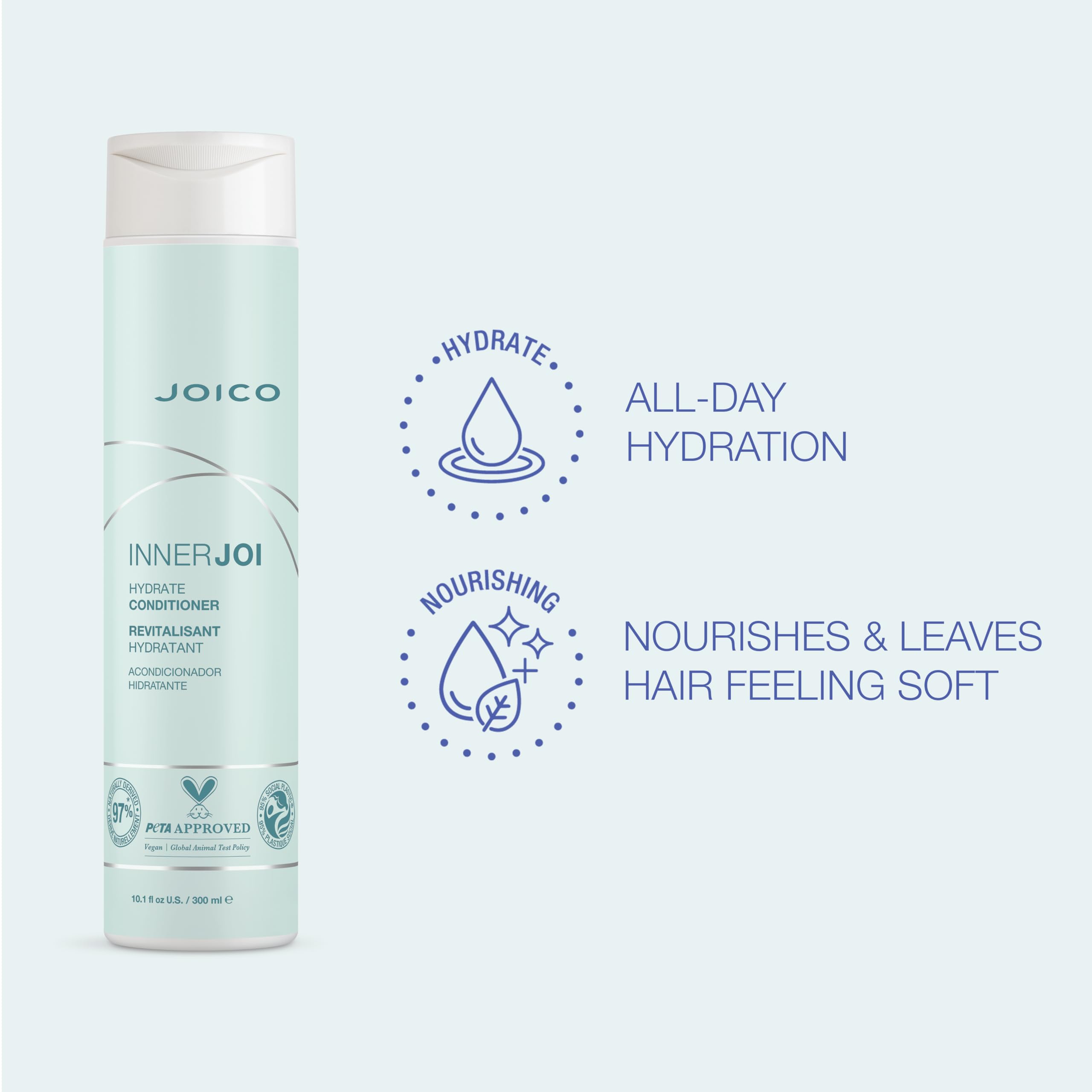 Joico InnerJoi Hydrate Shampoo and Conditioner | For Dry Hair & Scalp | Sulfate & Paraben Free | Naturally-Derived Vegan Formula | 10.1 oz