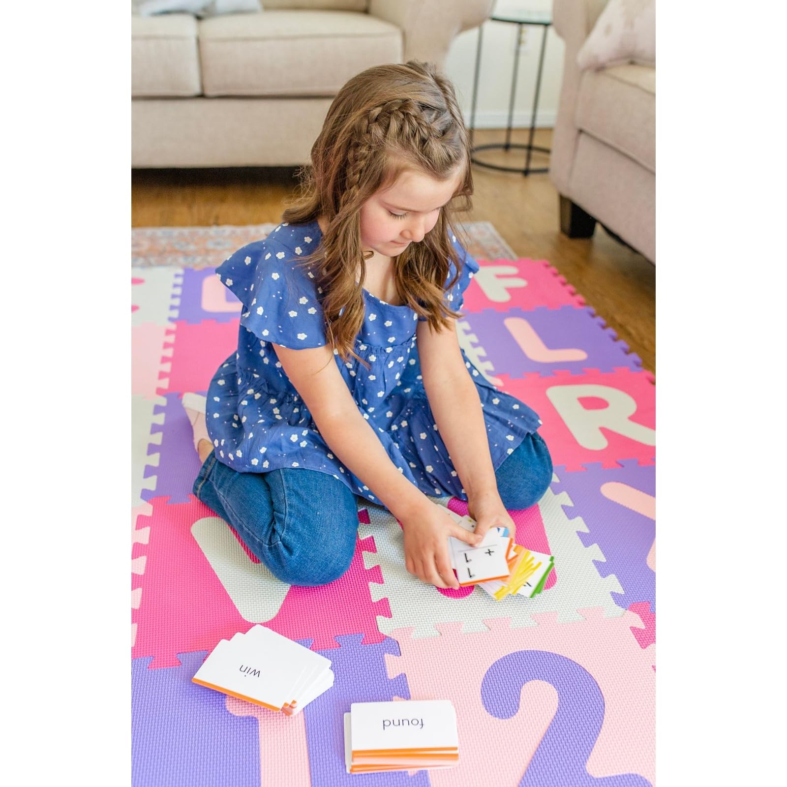 Tadpoles Foam Playmats for Kids, 36 Interlocking Tiles Teach the ABCs and Numbers 0-9, For Ages 3 and Up, Colors: Pink/Purple, 36 Count (Pack of 1)