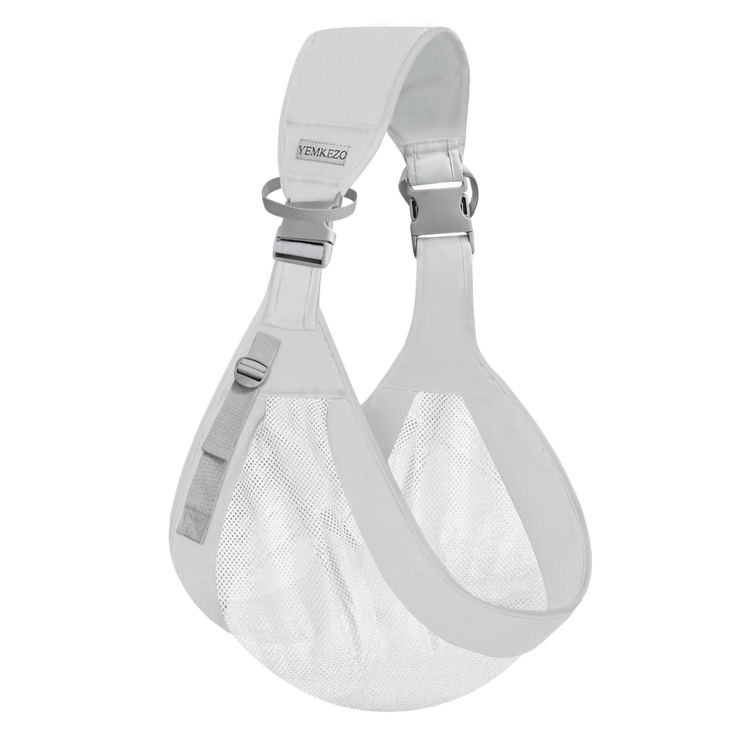 YEMKEZO Baby Sling Carrier, Adjustable One Shoulder Labor-Saving Baby Holder Carrier, Baby Mesh Half Wrapped Sling Hip Carrier for Newborn to Toddler(Grey), Medium