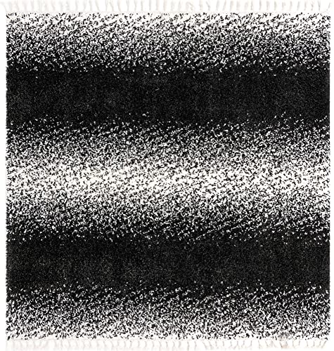 Unique Loom Hygge Shag Collection Area Rug - Gradient (7' 10" Square, Black and White)