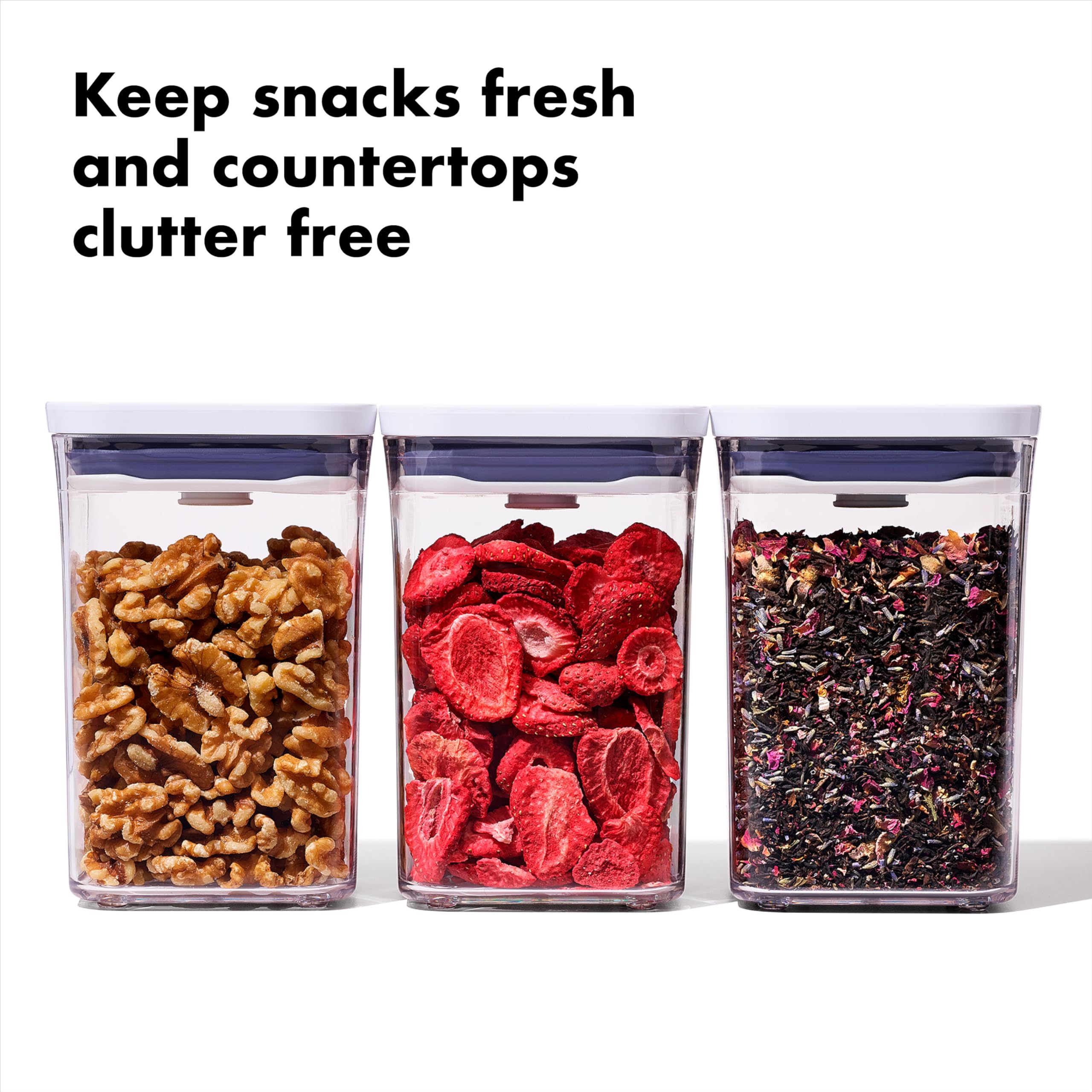 OXO Good Grips 3-PC Small Square Short POP Container Set, White