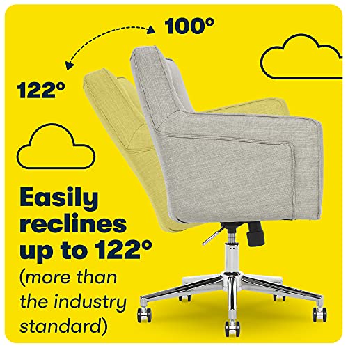 Serta Ashland Ergonomic Home Office Chair with Memory Foam Cushioning Chrome-Finished Stainless Steel Base, 360-Degree Mobility, Light Gray Fabric