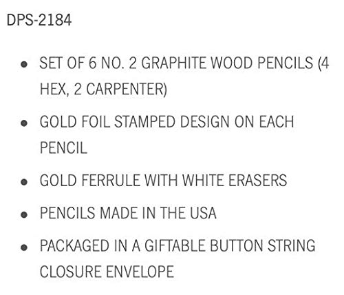 DesignWorks Ink Workplace Shenanigans Engraved Pencil Set Includes 6 Wooden Graphite Pencils with 2 Carpenter Pencils & 4 No. 2 Pencils with Erasers in a Boxed Set