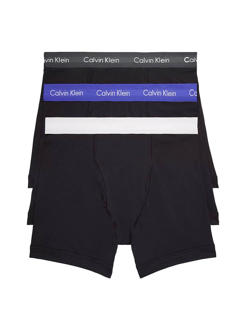 Calvin Klein Men's Cotton Stretch Multipack Boxer Briefs, Black W/Phantom/Spectrum Blue/Vaporour Gray WBS, Medium