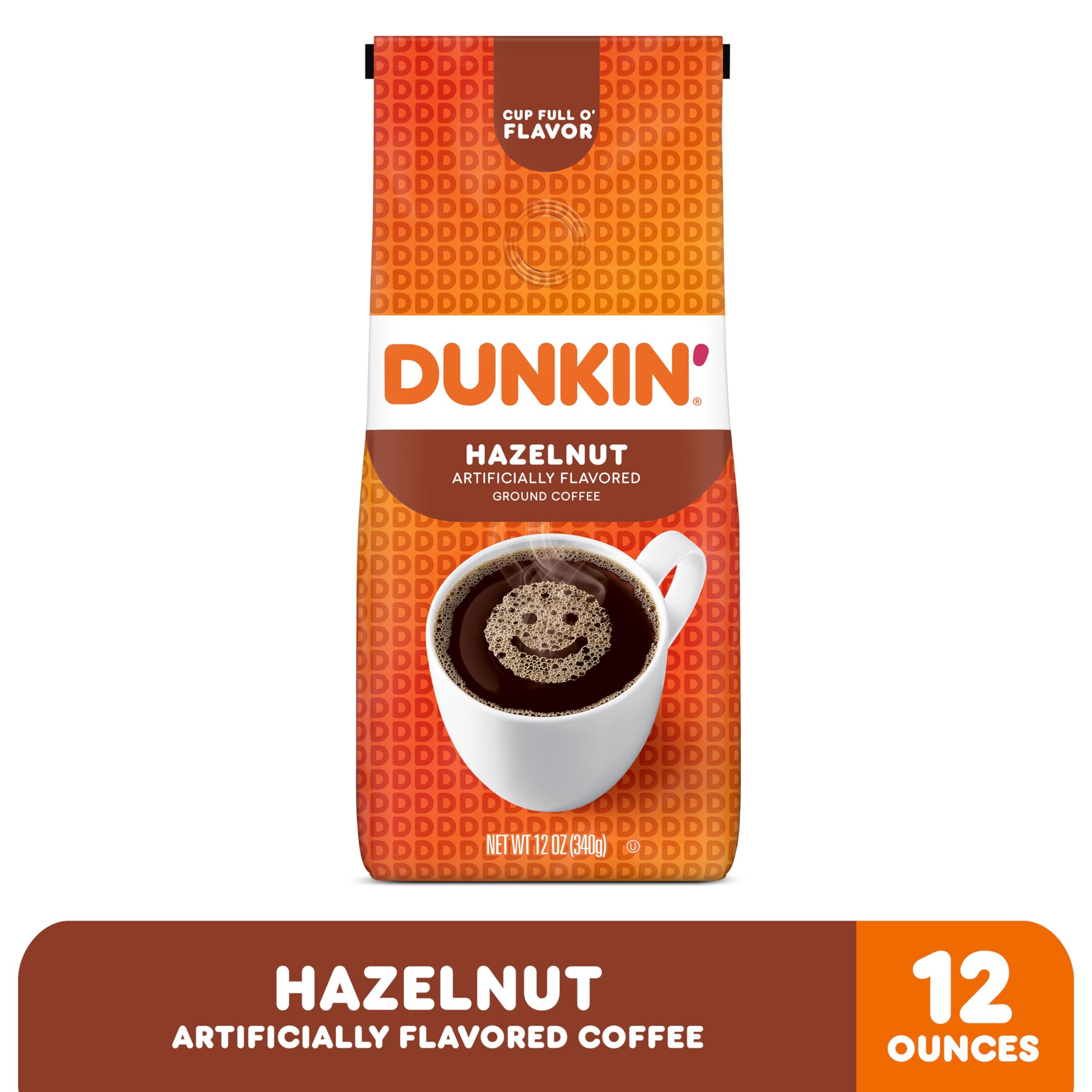 Dunkin' Hazelnut Flavored Ground Coffee, 12 Ounces