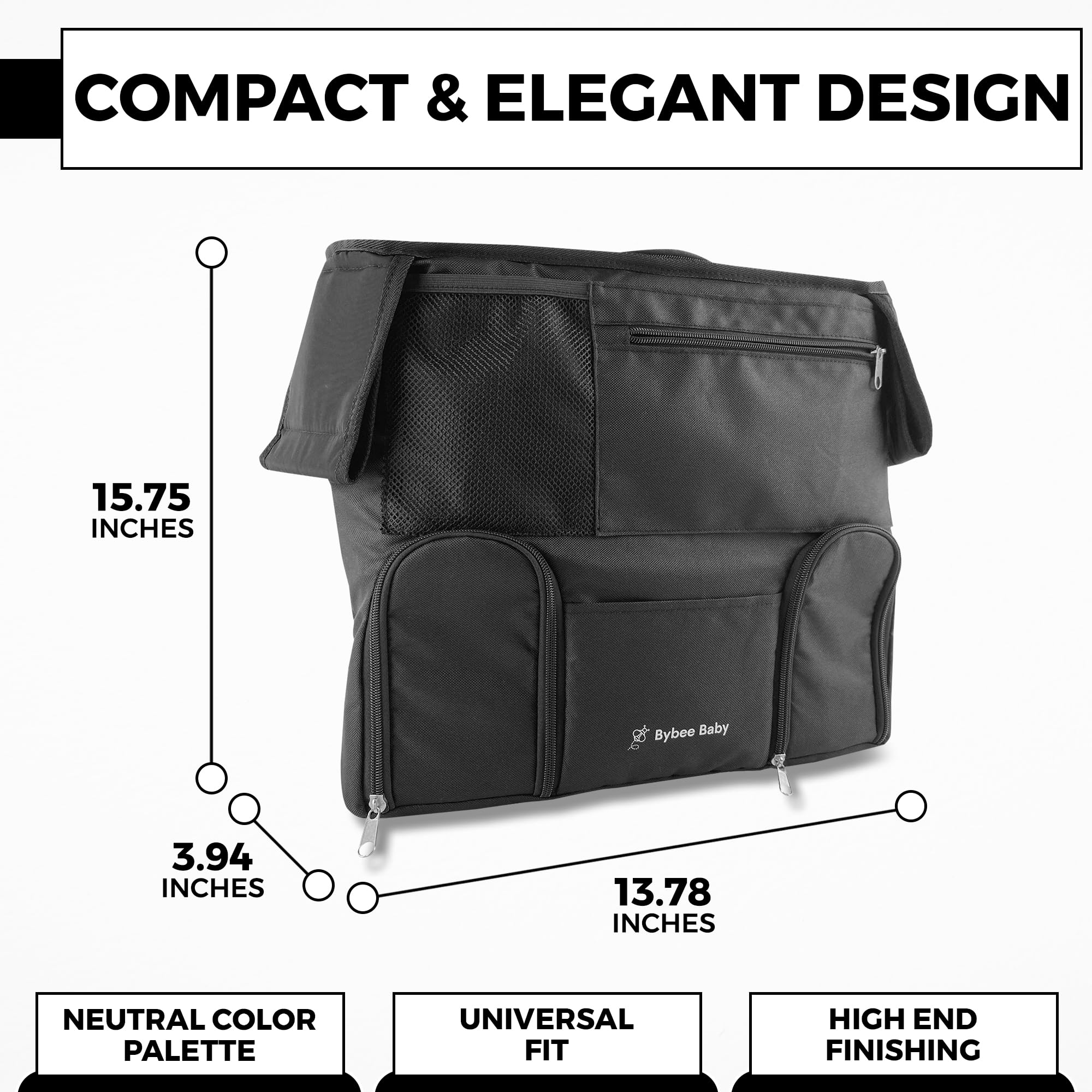 Bybee Baby Universal Stroller Organizer with Insulated Cup Holder, stroller phone holder. Parent Console AccessorieFits for Stroller like Uppababy, Baby Jogger, Britax, BOB, Umbrella and Pet Stroller.