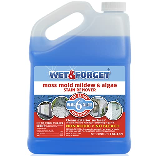 Scotts 190567 Lithium-Ion Battery Powered Pump Zero Technology Sprayer, 2-Gallon & Wet & Forget Moss, Mold, Mildew, & Algae Stain Remover Multi-Surface Cleaner Concentrate, Original, 128 Fluid Ounces