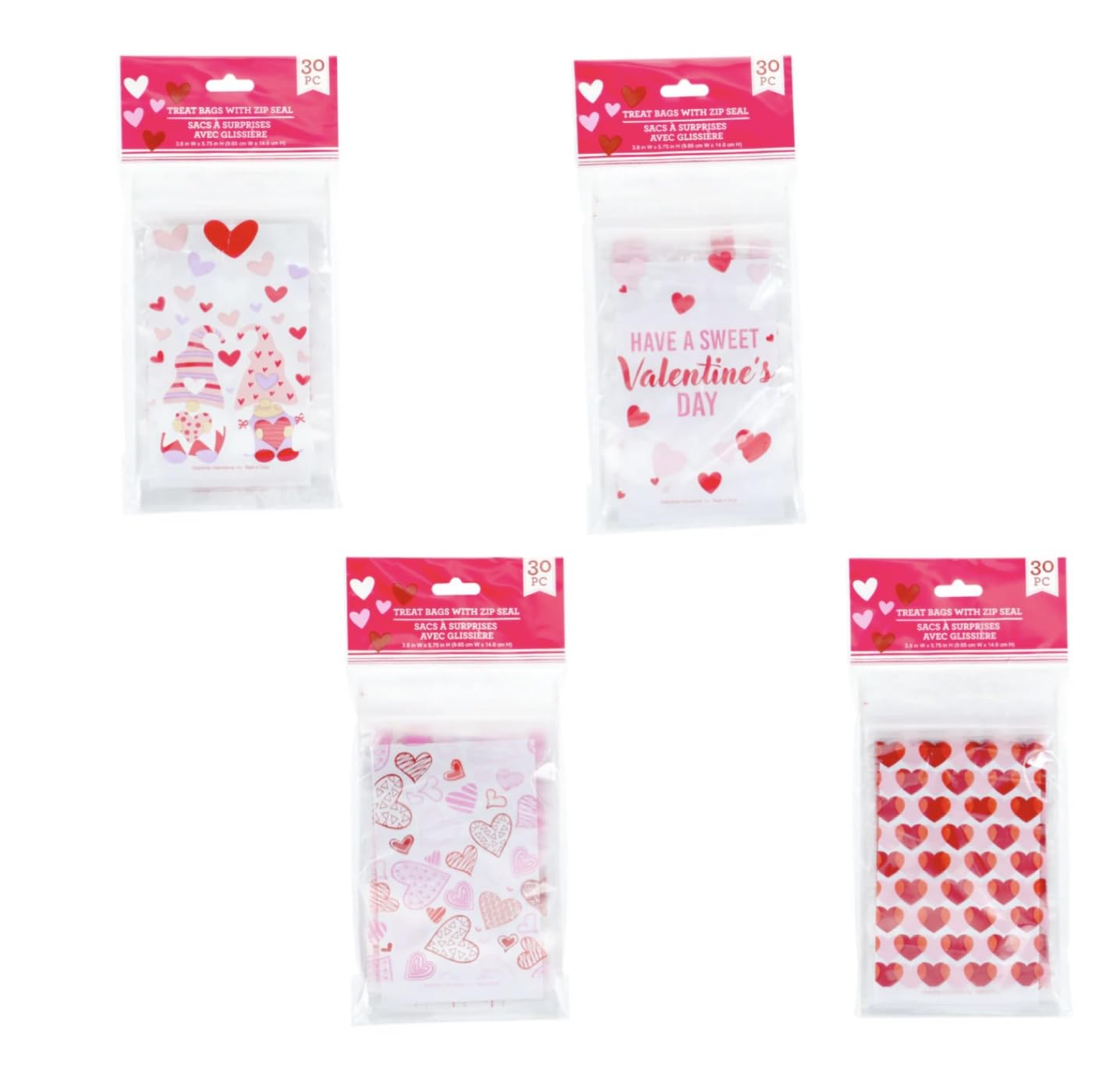 Valentine Themed Treat Bags with Zip-Seal (40)