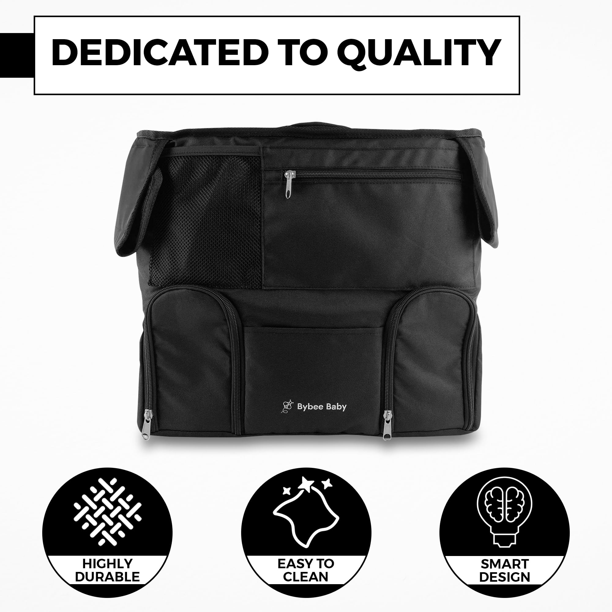 Bybee Baby Universal Stroller Organizer with Insulated Cup Holder, stroller phone holder. Parent Console AccessorieFits for Stroller like Uppababy, Baby Jogger, Britax, BOB, Umbrella and Pet Stroller.