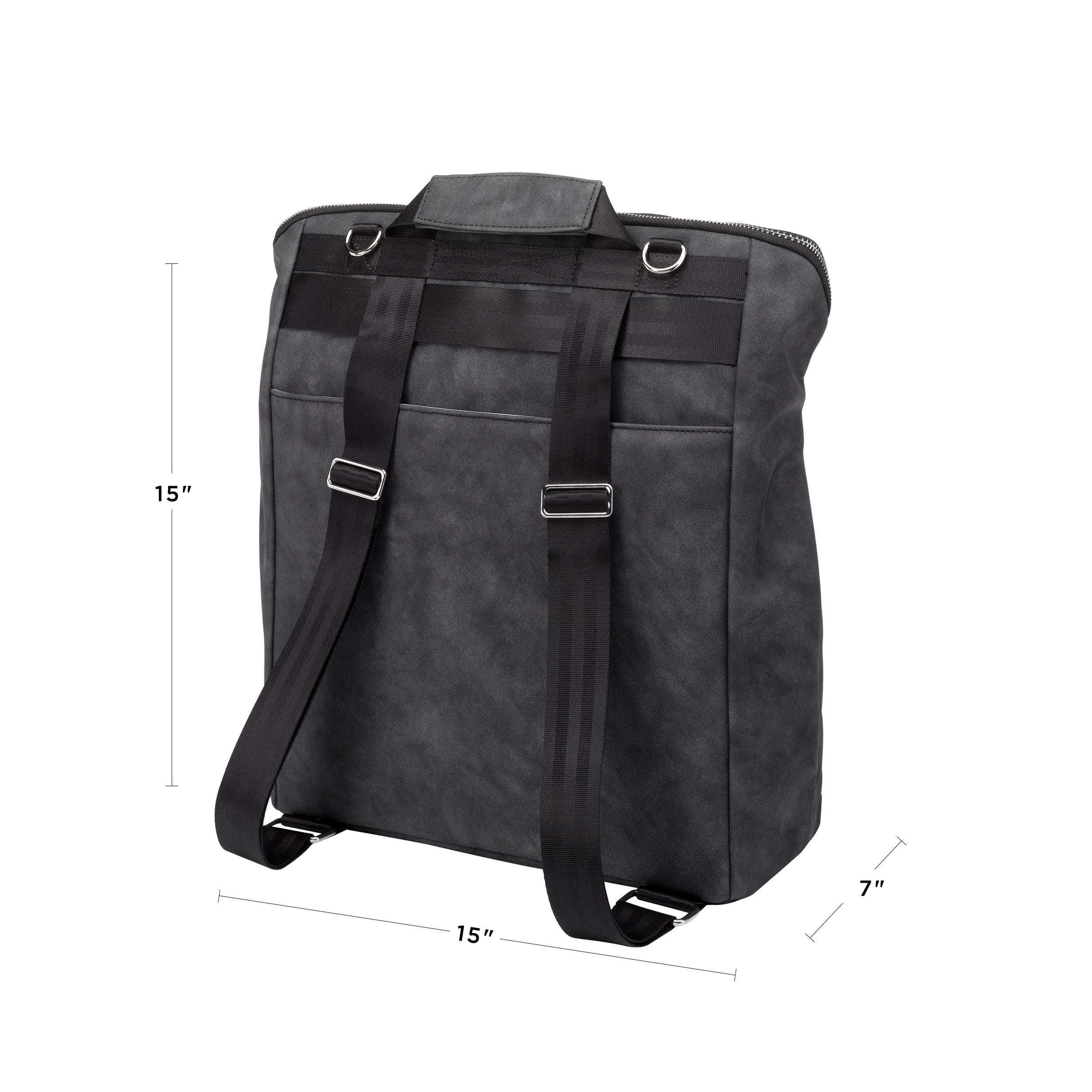 Petunia Pickle Bottom Cinch Convertible Diaper Bag Backpack for Busy Parents, Stylish, Spacious, & Secure, Fits All Essentials for Everyday Use or Travel (Midnight Leatherette)