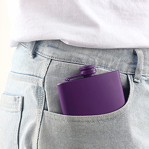 FYL Hip Flask for Liquor Light Purple 6oz 18/8 Stainless Steel, Great Gift for Wedding Party Flask