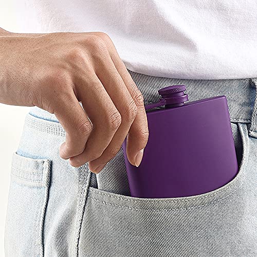 FYL Hip Flask for Liquor Light Purple 6oz 18/8 Stainless Steel, Great Gift for Wedding Party Flask