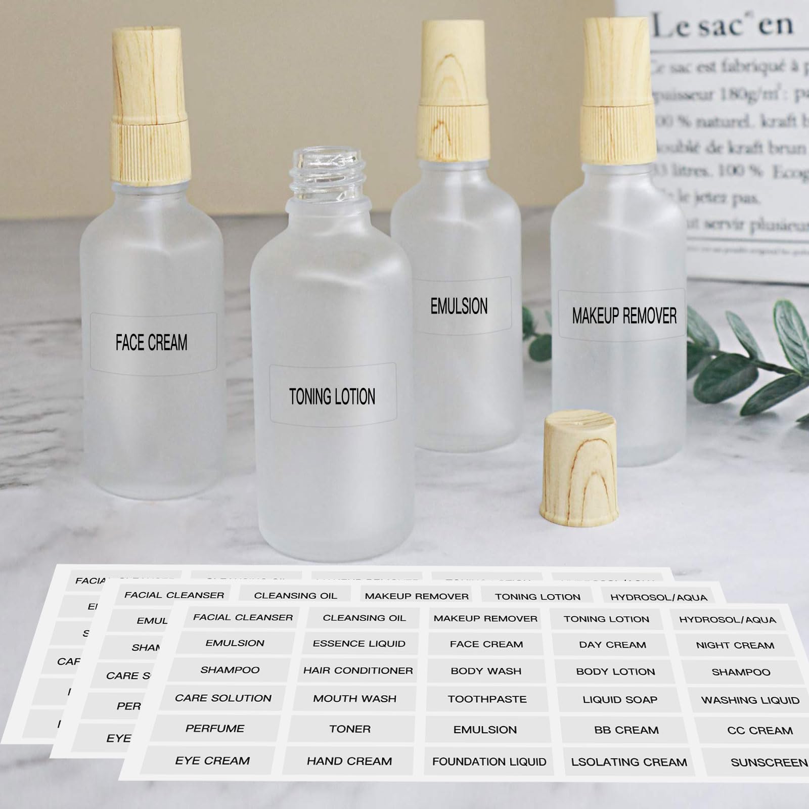 HVSWLY 300 PCS Waterproof Labels for Travel Size Bottles,Clear Bathroom labels and Beauty Organization Labels,Travel Bottle Labels for Shampoo Conditioner Lotion Cream