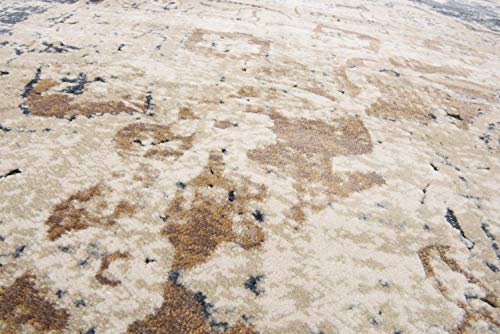 Unique Loom Chateau Collection Vintage, Distressed, Medallion, Rustic, Traditional Area Rug, 9' 0" x 12' 0", Beige/Navy Blue