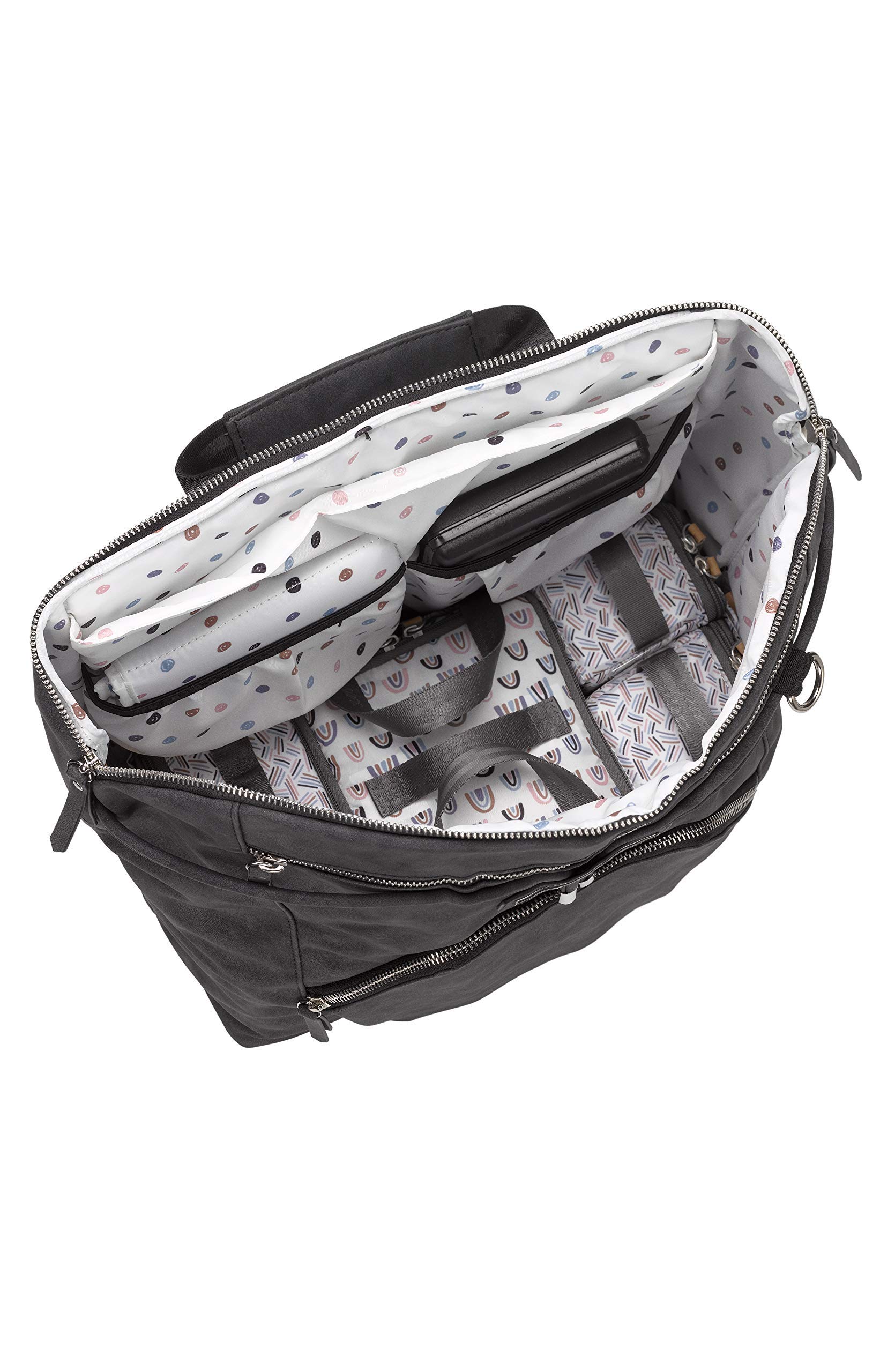 Petunia Pickle Bottom Cinch Convertible Diaper Bag Backpack for Busy Parents, Stylish, Spacious, & Secure, Fits All Essentials for Everyday Use or Travel (Midnight Leatherette)