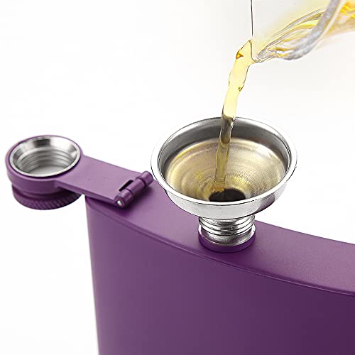 FYL Hip Flask for Liquor Light Purple 6oz 18/8 Stainless Steel, Great Gift for Wedding Party Flask