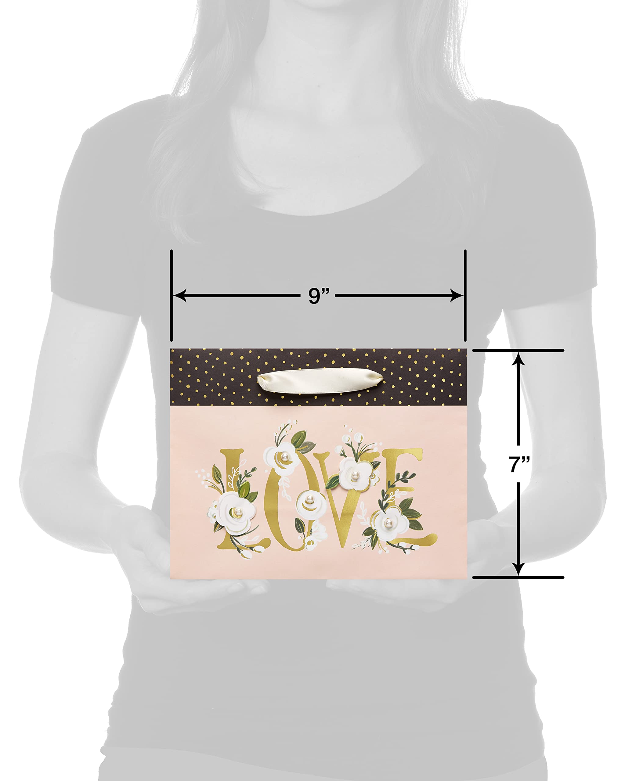 Papyrus 9" Medium Gift Bag (Love) for Weddings, Bridal Showers, Birthdays, Baby Showers and All Occasions (1 Bag)