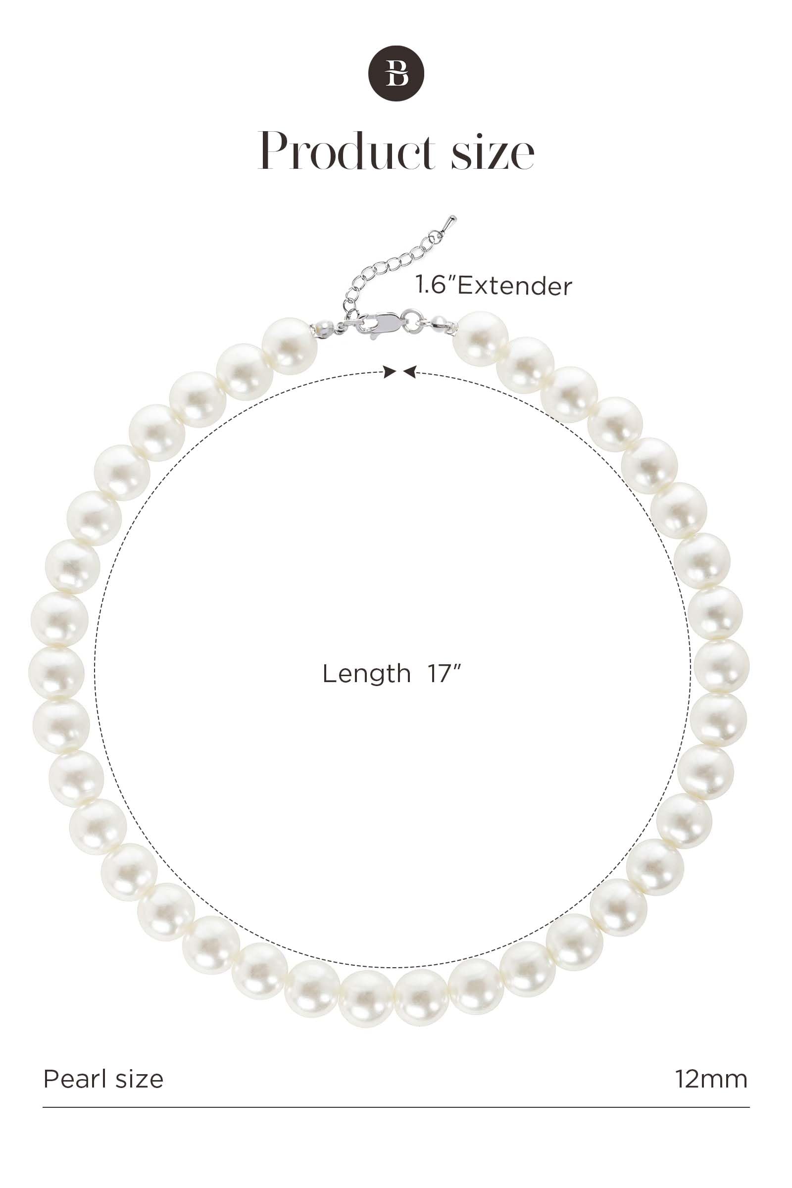 BABEYOND Round Imitation Pearl Necklace Wedding Pearl Necklace for Brides