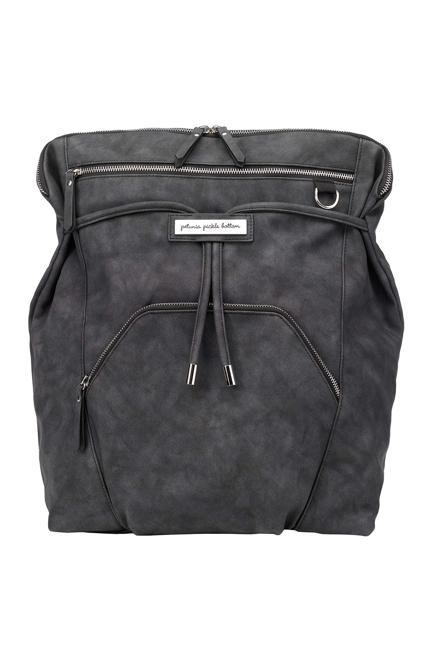 Petunia Pickle Bottom Cinch Convertible Diaper Bag Backpack for Busy Parents, Stylish, Spacious, & Secure, Fits All Essentials for Everyday Use or Travel (Midnight Leatherette)