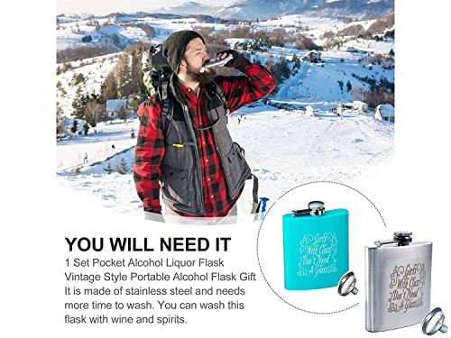 Liquor Flask Matte Funny Leakproof - Premium Stainless Steel Hip Flask (Blue 6oz girls with class)