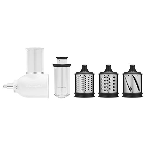 KitchenAid KP26M1XOB 6 Qt. Professional 600 Series Bowl-Lift Stand Mixer - Onyx Black & Fresh Prep Slicer/Shredder Attachment, White