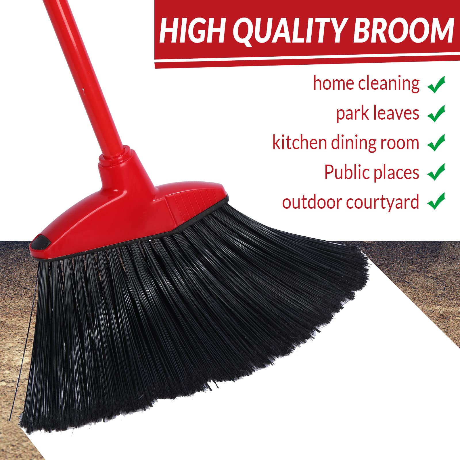 8 Pieces Broom Bulk Commercial Angle Broom Heavy Duty Indoor Outdoor Broom with Coated Metal Handle for Courtyard Garage Lobby Shop Home Kitchen Office Floor