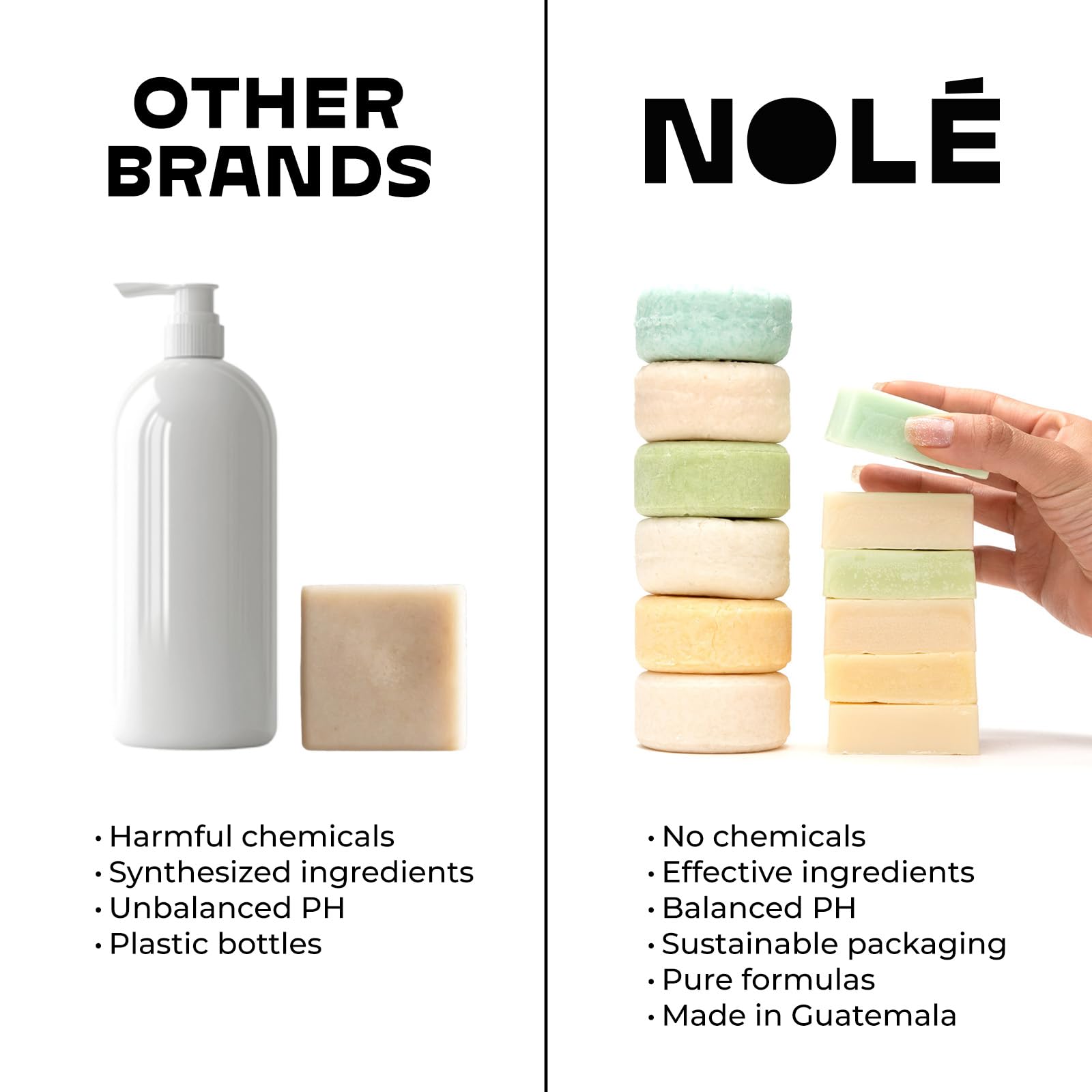 NOLE CARE Travel Size Shampoo and Conditioner Bar Set with Batana Oil - Sustainable, PH Balanced, Discovery Set, Plastic-Free, Color-Safe, Eco-Friendly, Solid Sustainable Bars, Zero Waste, 2.5 oz Bar