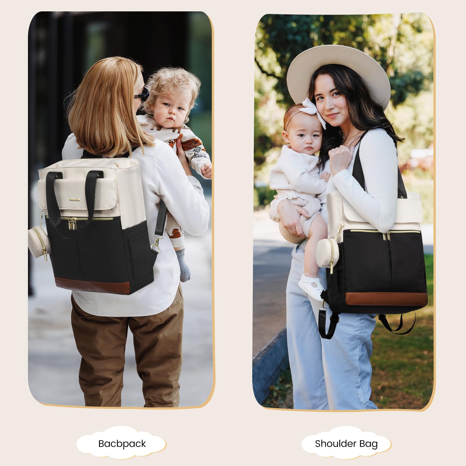 LOVEVOOK Diaper Bag Backpack with Insulated Pockets, Changing Pad, Pacifier Case - Anti-Theft Travel Bag for Women