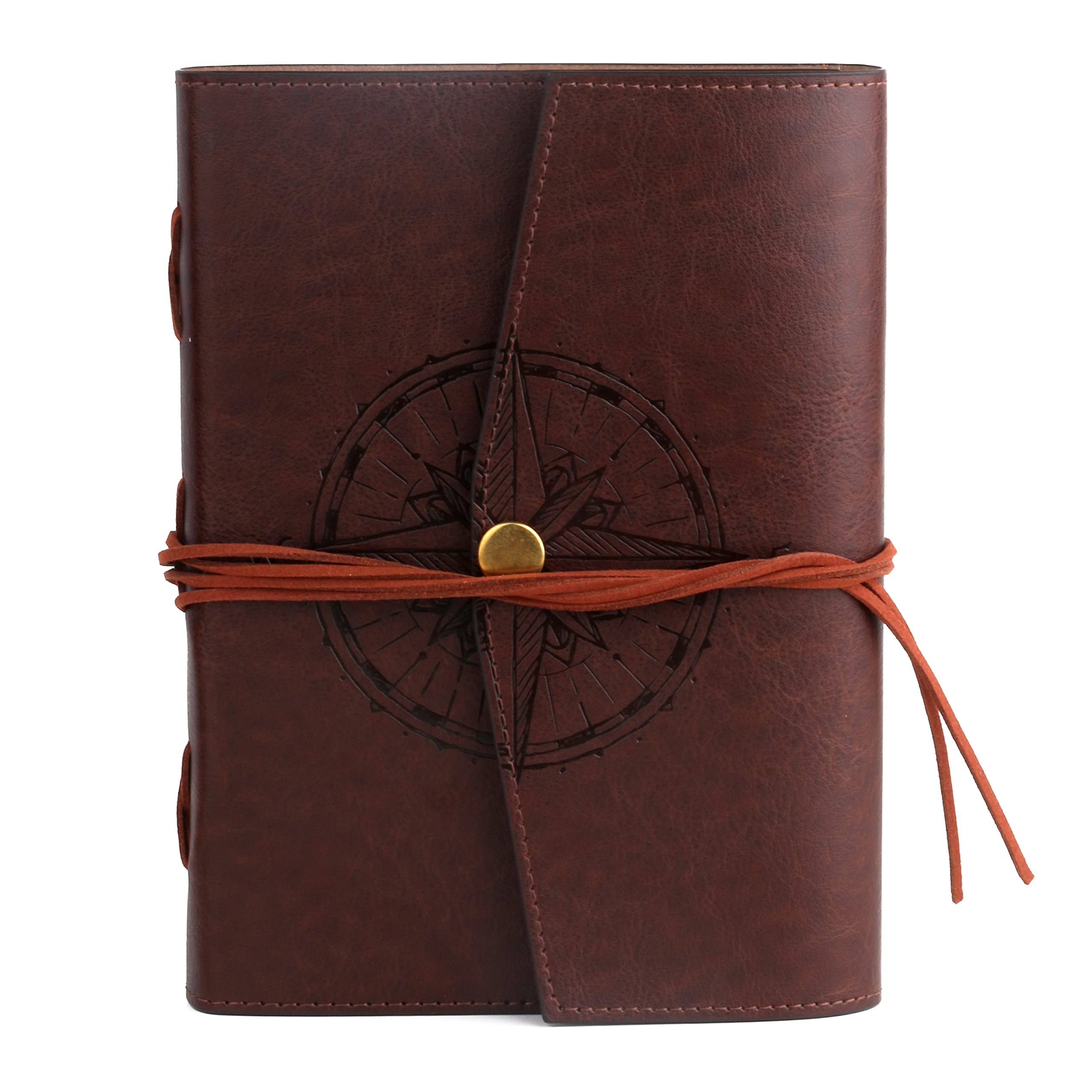 Desecraft Vintage Leather Journal for Men Women for Writing Drawing( 6.1x8.27 inches)- Blank Leather Bound Journal Notebook,125gsm Premium Thick Paper, 240 Pages, Cream,Journal Diary Travel Leather