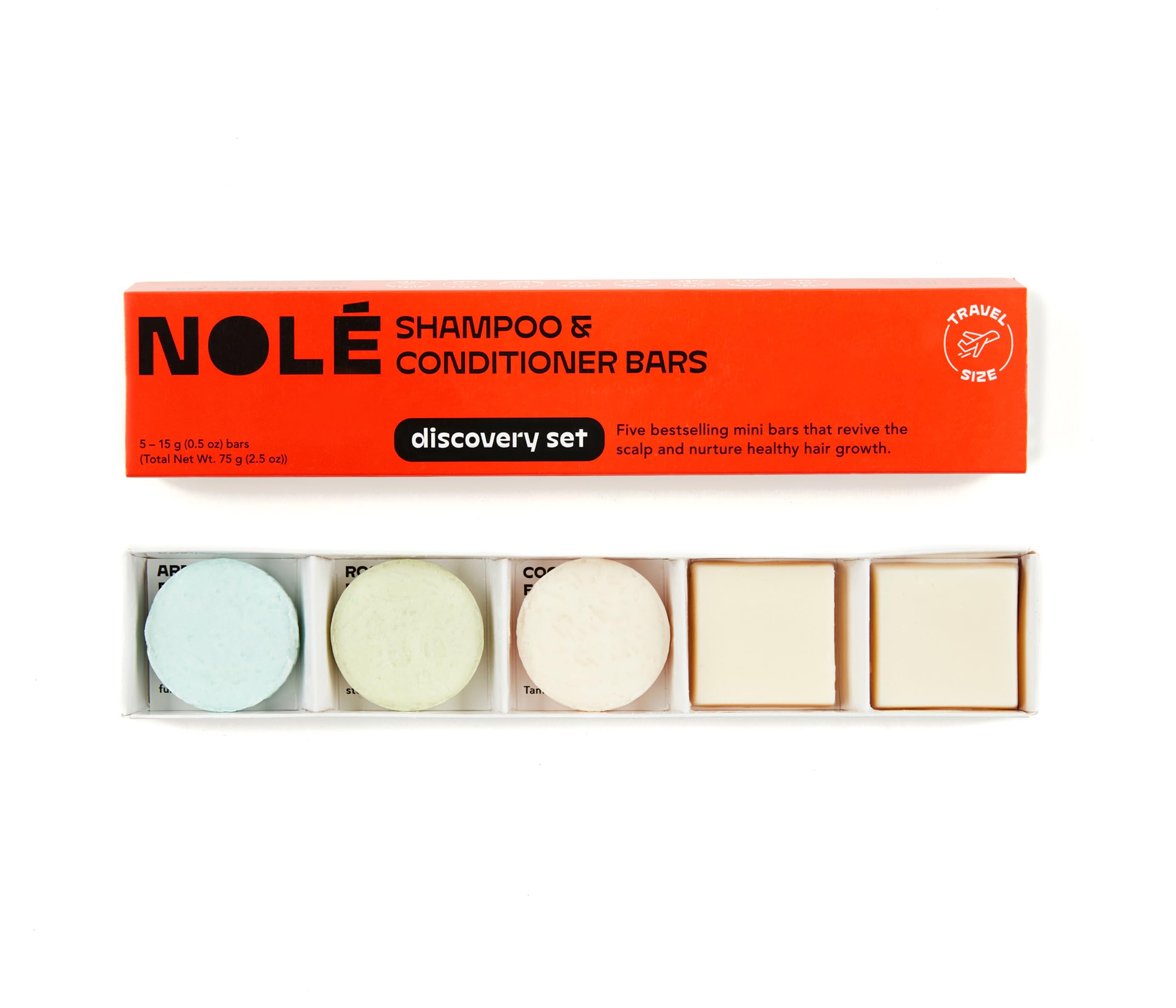 NOLE CARE Travel Size Shampoo and Conditioner Bar Set with Batana Oil - Sustainable, PH Balanced, Discovery Set, Plastic-Free, Color-Safe, Eco-Friendly, Solid Sustainable Bars, Zero Waste, 2.5 oz Bar