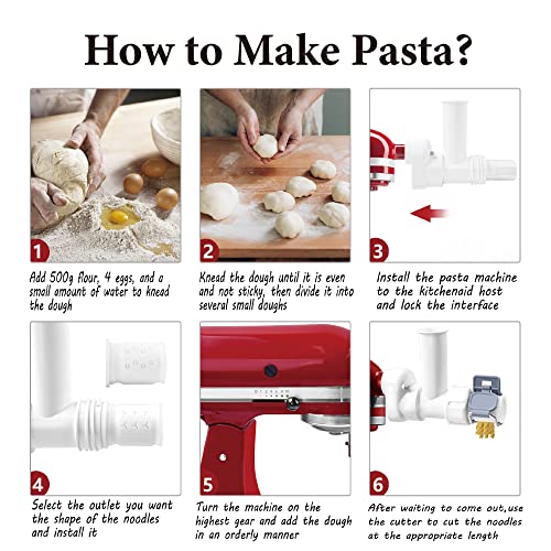 EHZBTL Pasta Press Attachment with 6 Different Shapes of Pasta Outlet, Durable Pasta Press Attachments for KitchenAid