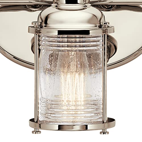 KICHLER Ashland Bay 24" 3 Light Vanity Light Clear Seeded Ribbed Glass in Polished Nickel