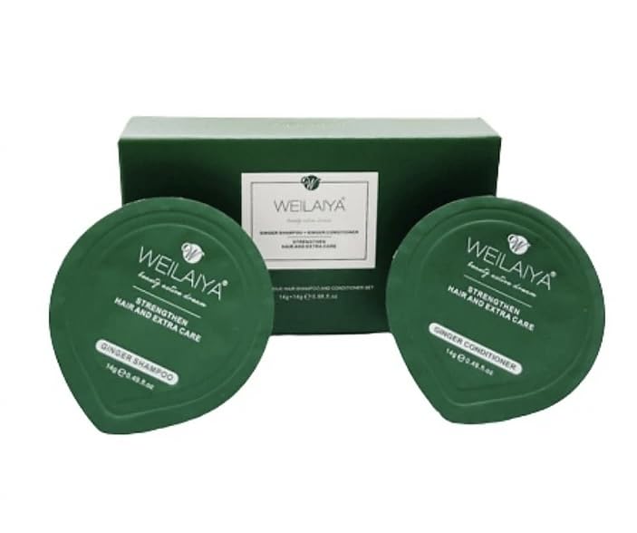 WEILAIYA White Ginger Prevent Hair Loss Shampoo 14g and Conditioner 14g Mini sample/travel/test try set for Normal/Oily Hair & Scalp
