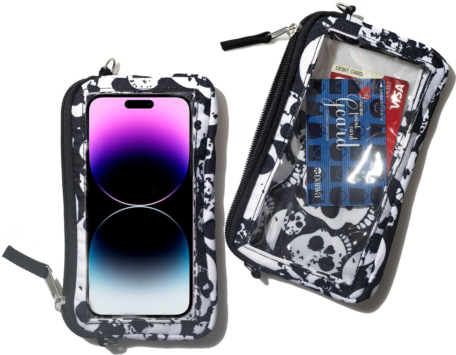 DQL Phone Purses with Crossbody Strap, Small Phone Holder with Interior Pocket for iPhone 15/14/13/12 - Skull Pattern