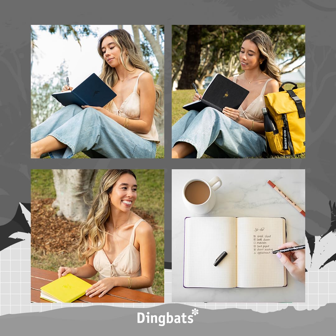 Dingbats* Wildlife Lined Writing Journal Notebook A5 - Vegan Leather Hardcover - Ideal for Work, Travel - Pocket, Elastic Closure, & Bookmark