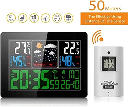 YOUOOK Weather Station Wireless Indoor Outdoor Multiple Sensors, Digital Atomic Clock Weather Thermometer, Temperature Humidity Monitor Forecast Weather Stations with Backlight