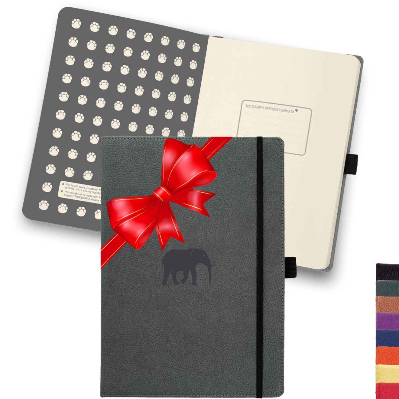 Dingbats* Wildlife Lined Writing Journal Notebook A5 - Vegan Leather Hardcover - Ideal for Work, Travel - Pocket, Elastic Closure, & Bookmark
