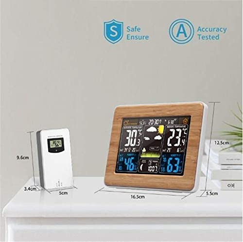 KSDCDF Weather Station Wireless Indoor Outdoor Thermometer, Color Display Digital Weather Thermometer with Atomic Clock, Forecast Station with Calendar and Adjustable Backlight