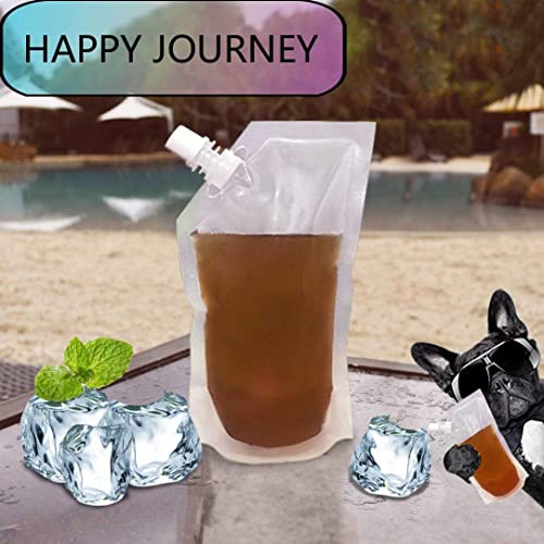 Plastic Flasks, Drink Pouches For Reusable, Plastic Flask Cruise kit For Juice,water,milk, Anywhere,4×32oz 3×16oz 3×8oz,1×Funnel
