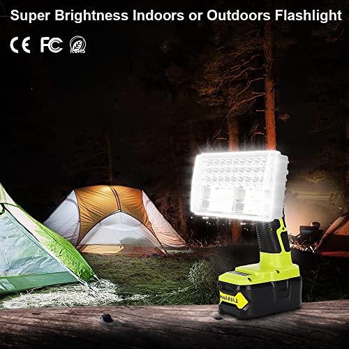 Cordless LED Work Light for Ryobi 18V ONE+ Plus Lithium Battery,3300LM Zinc Alloy Outdoor Wide Illumination Multifunction Flashlight,USB Port,for Car Repair Hiking Camp Garage