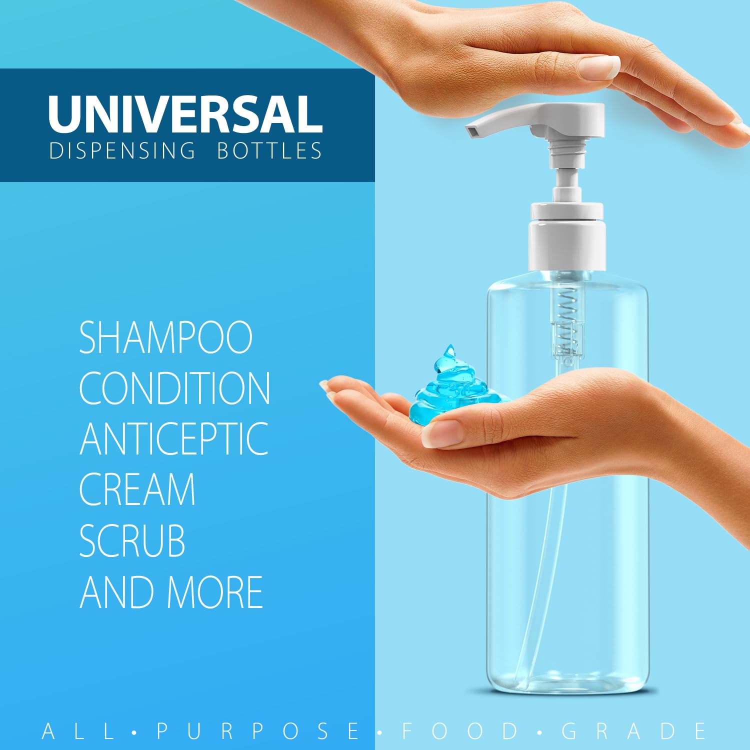Bar5F 16-Ounce Emoty Plastic Shampoo and Conditioner Pump Bottles, BPA-Free, Crystal-Clear, Ideal for Lotion, Body Wash, Cream, Liquid Soap, Shower, Guest Room, 3-Pack