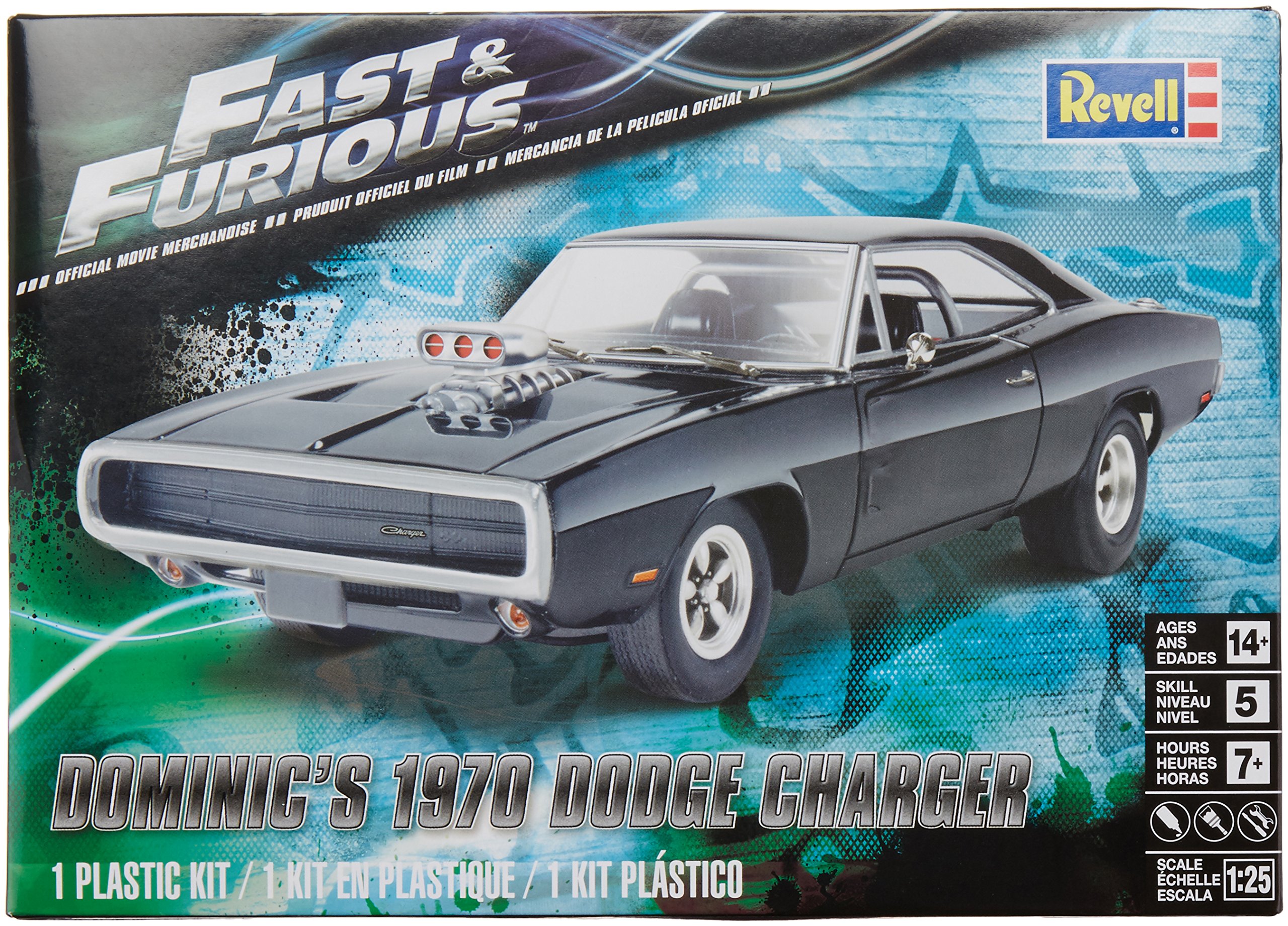 Revell 85-4319 Fast & Furious Dominic’s 1970 Dodge Charger Car Kit 1:25 Scale 122-Piece Skill Level 5 Plastic Model Building Kit