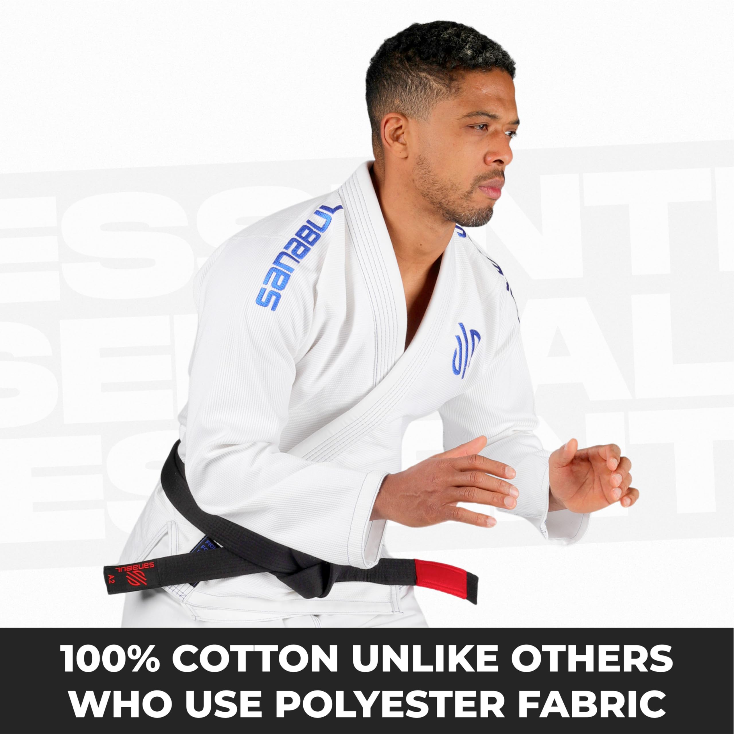 Sanabul Essential BJJ Gi for Men Brazilian Jiu Jitsu Gi Lightweight Preshrunk Fabric for Jiu-Jitsu Training & Competition - White, A1
