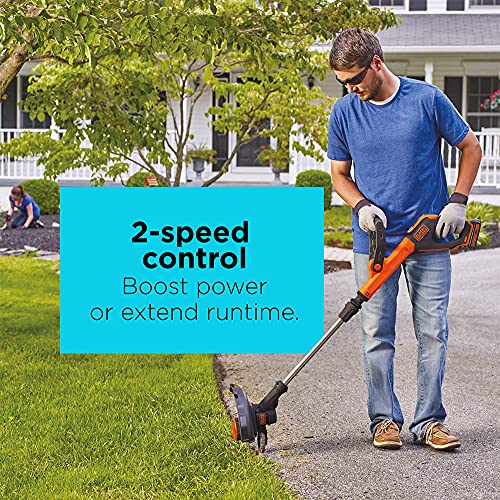 BLACK+DECKER 20V MAX String Trimmer, 2-Speed, 12-Inch, Cordless (LST522)