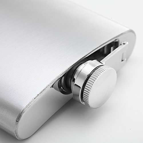 3 Pcs 8 oz Hip Stainless Steel Flask & Funnel Set by QLL, Easy Pour Funnel is Included, Perfect Flask that Fits Great in Jacket Pockets and Pants