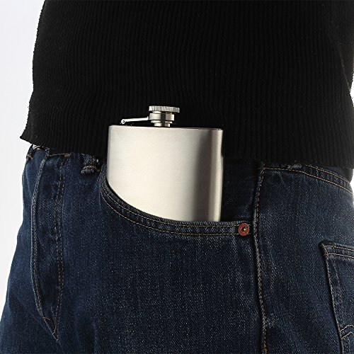 3 Pcs 8 oz Hip Stainless Steel Flask & Funnel Set by QLL, Easy Pour Funnel is Included, Perfect Flask that Fits Great in Jacket Pockets and Pants