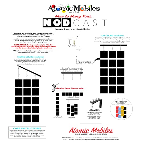 1970 Retro Style MODcast Hanging Mobile + Room Divider | Mid Century Modern Art by Atomic Mobiles (15 Panels - 40" w x 70" h)